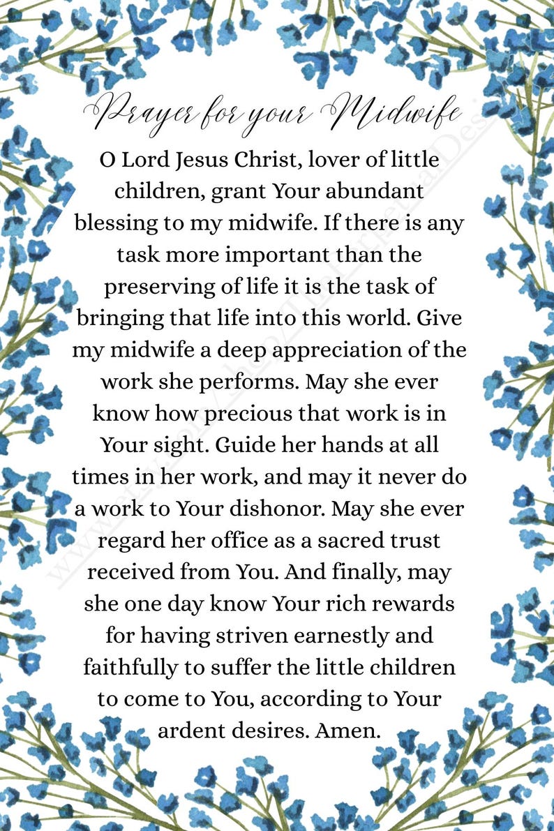 Prayer for Your Doctor/midwife Printable - Etsy