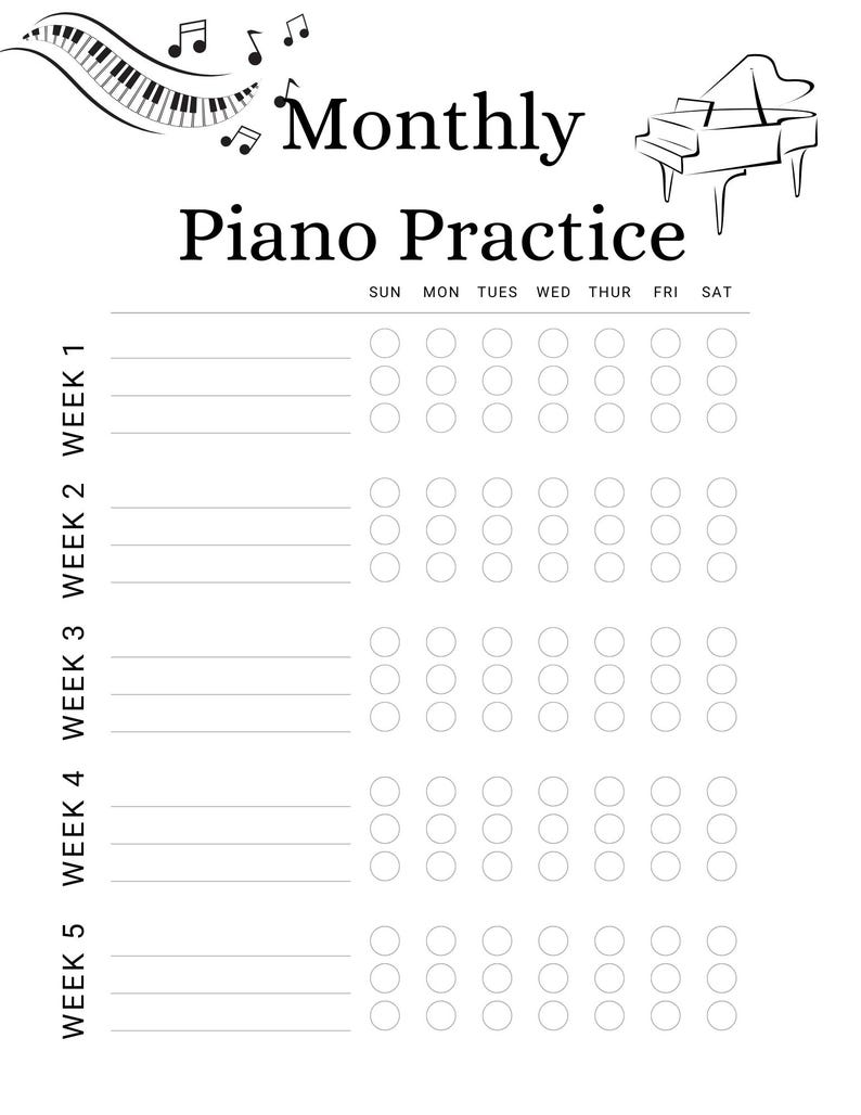 Monthly Piano Practice Chart for up to 3 Students - Etsy