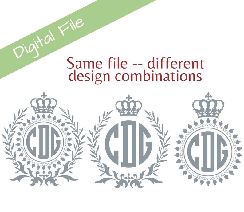 Monogram Frame, Royal Monogram Wreath, Monogram Crest, Monogram SVG ...
