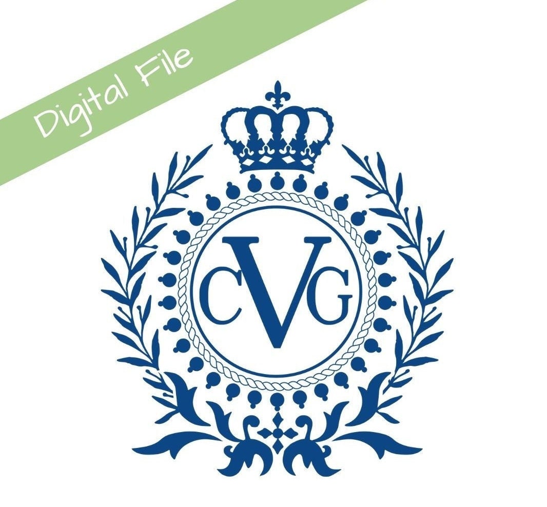 Monogram Frame, Royal Monogram Wreath, Monogram Crest, Monogram SVG ...