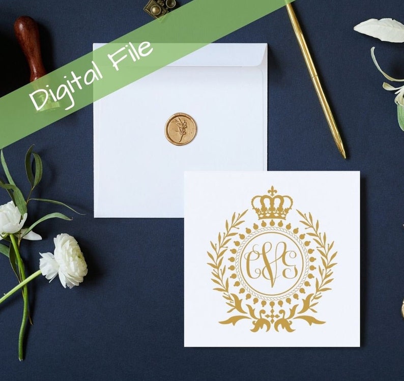 Monogram Frame Royal Monogram Wreath Monogram Crest - Etsy