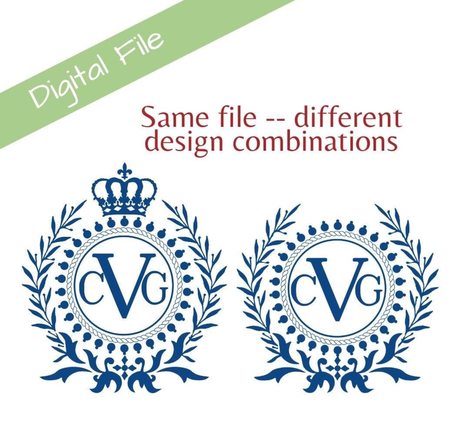 Monogram Frame Royal Monogram Wreath Monogram Crest - Etsy