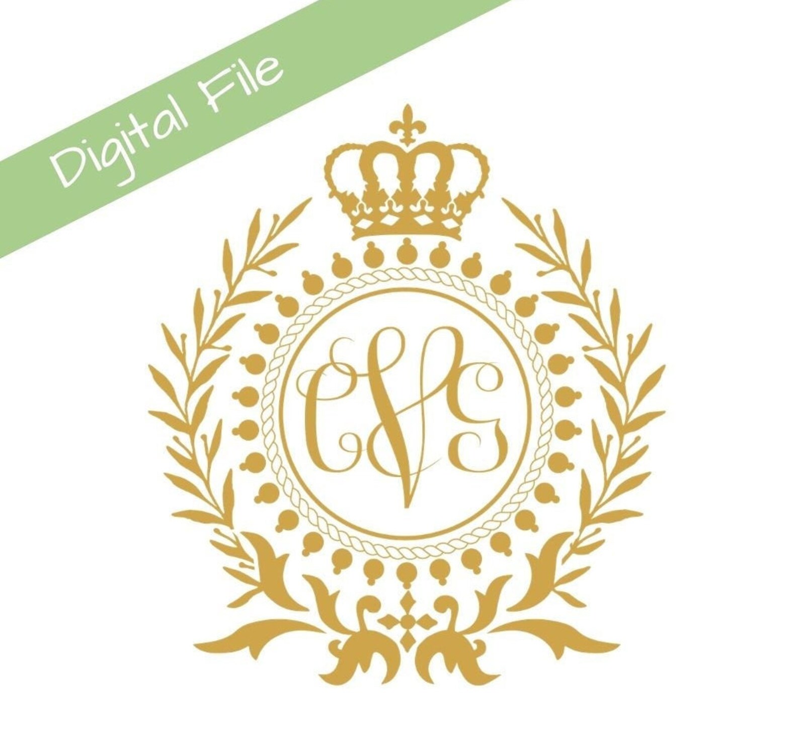 Monogram Frame, Royal Monogram Wreath, Monogram Crest, Monogram SVG ...
