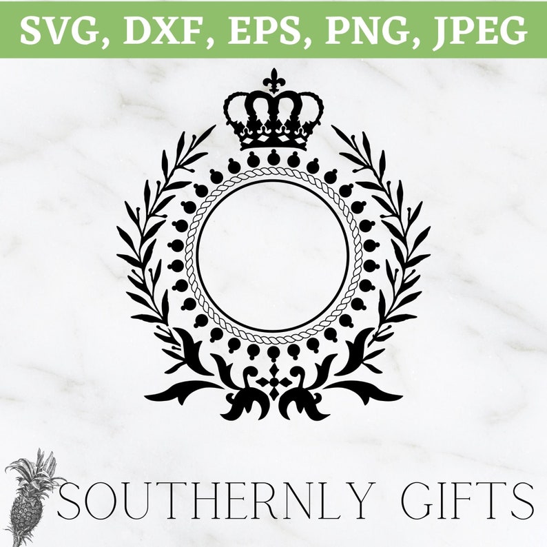 Monogram Frame, Royal Monogram Wreath, Monogram Crest, Monogram SVG ...