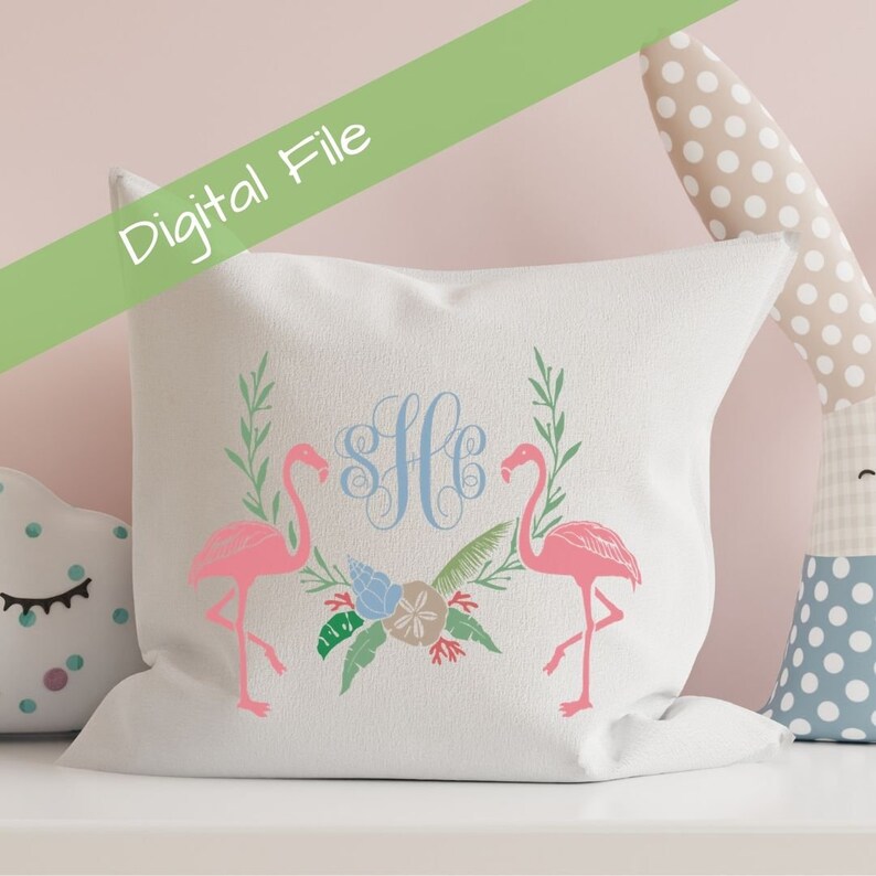 Flamingo SVG Tropical SVG Beach SVG Tropical Monogram | Etsy