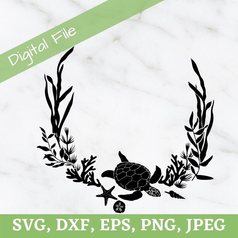 Tropical Monogram Sea Turtle SVG Turtle SVG Turtle - Etsy Canada