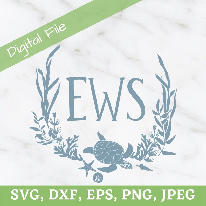 Tropical Monogram Sea Turtle SVG Turtle SVG Turtle - Etsy Canada