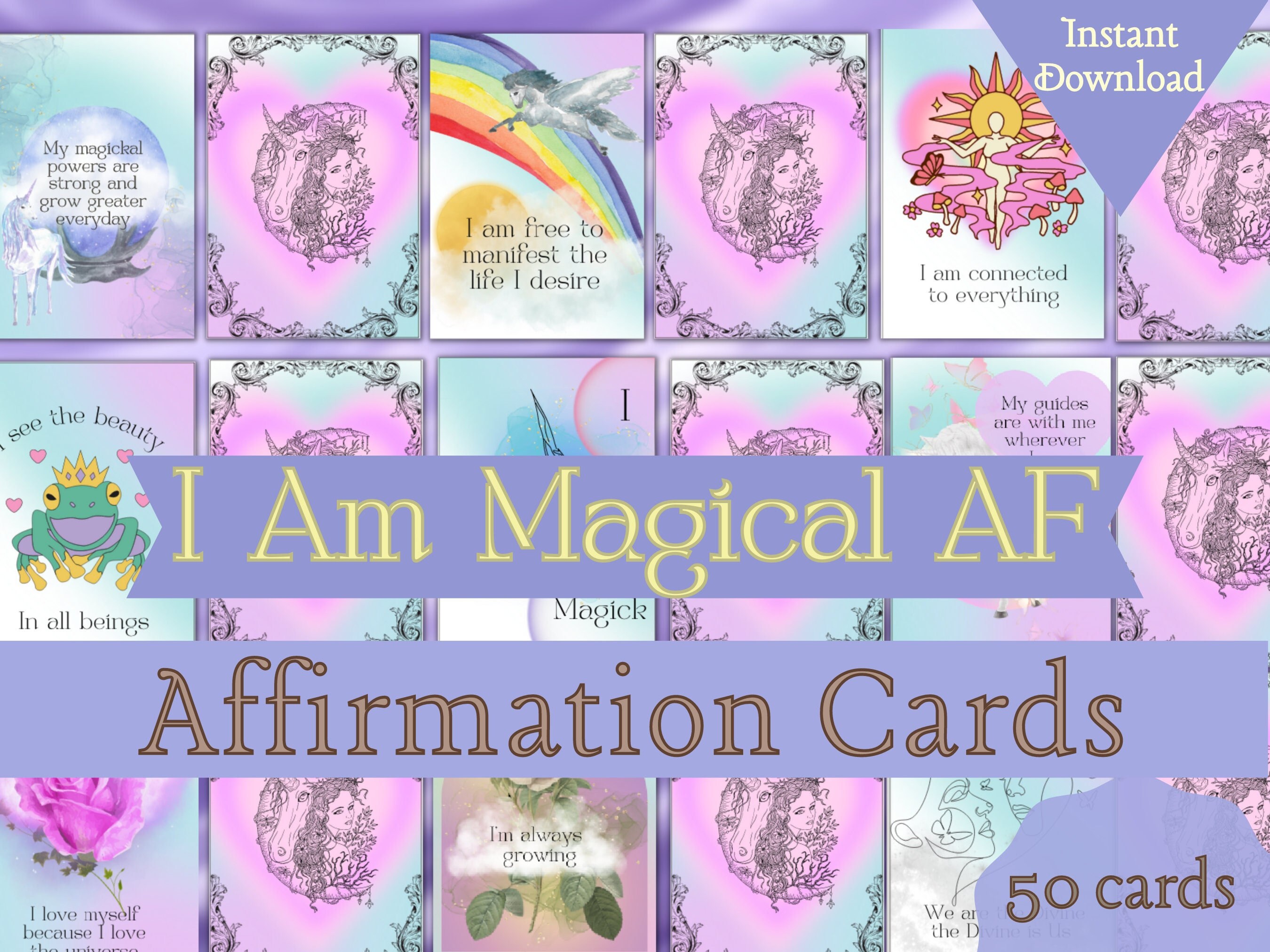Printable Affirmation Cards I Am Magical AF Self Love Affirmation Cards ...