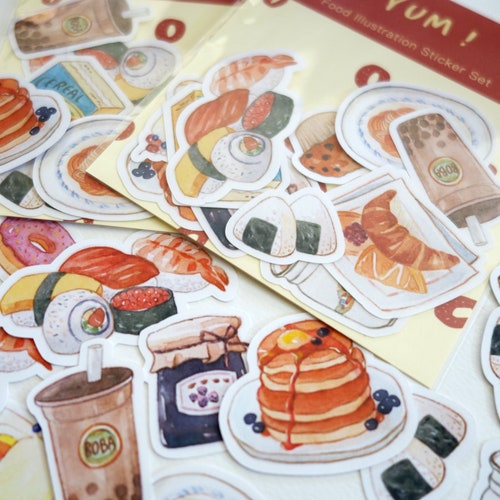 Watercolor Food Illustration Sticker Set-food Recipe - Etsy