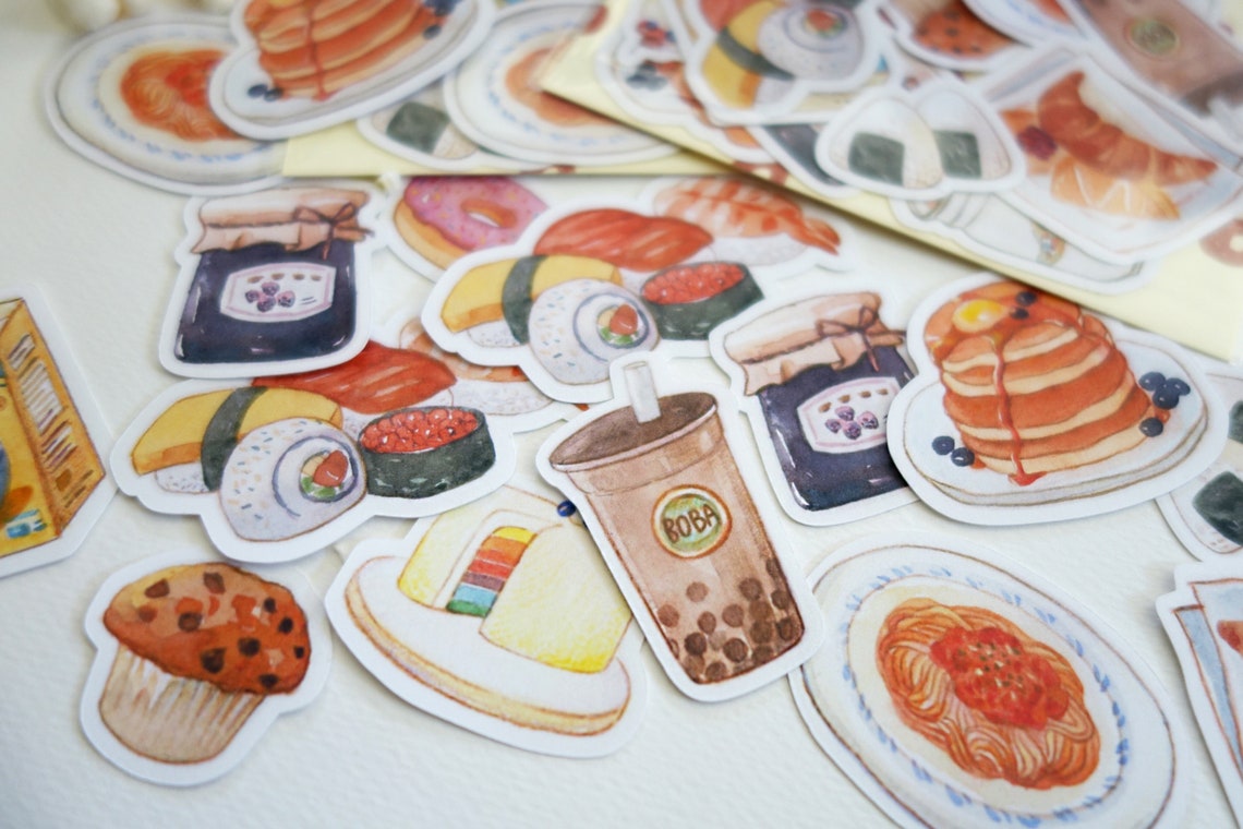 Watercolor Food Illustration Sticker Set-food Recipe | Etsy