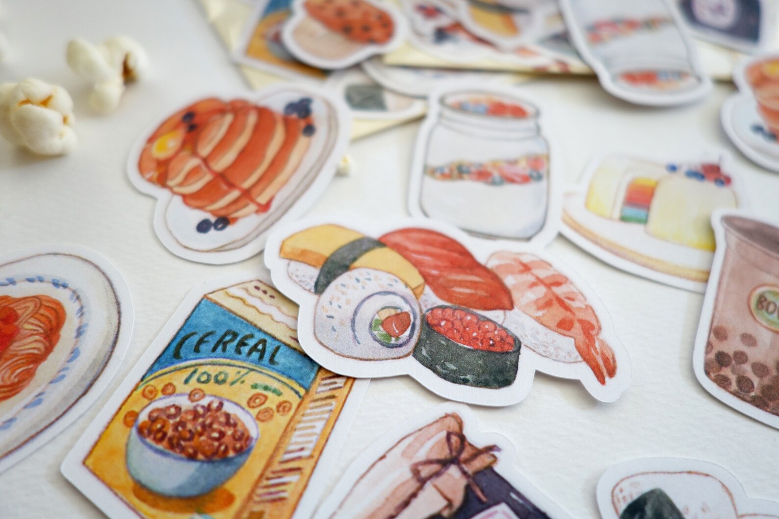 Watercolor Food Illustration Sticker Set-food Recipe - Etsy