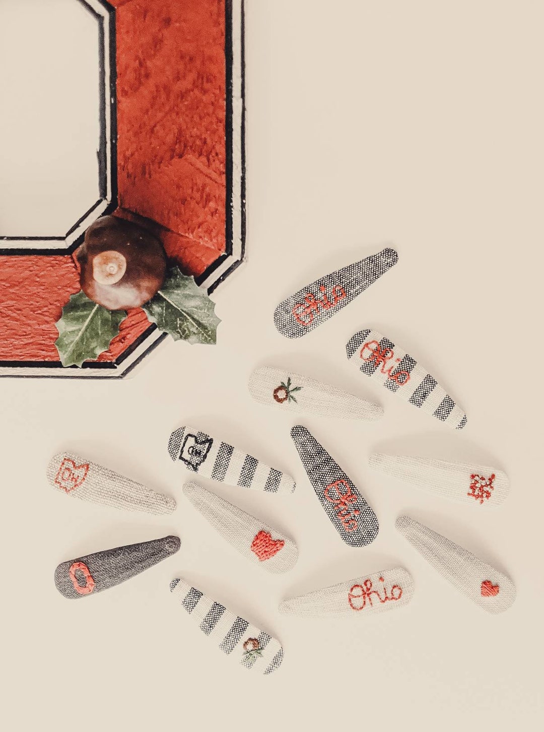 OSU / Hand Embroidered Clips / Baby Clippie / Toddler Snappie / Newborn ...