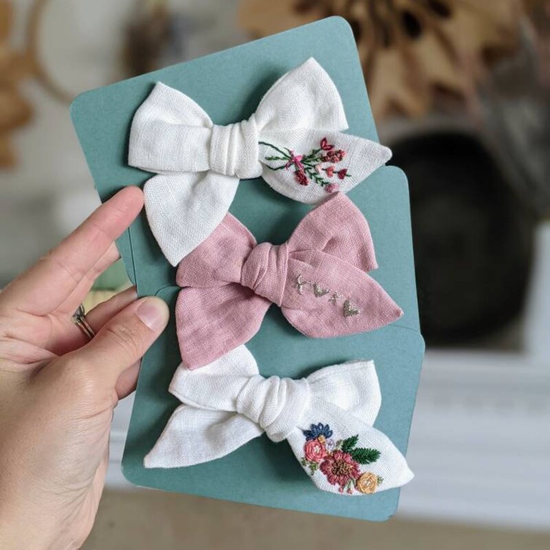Embroidered Bow - Etsy