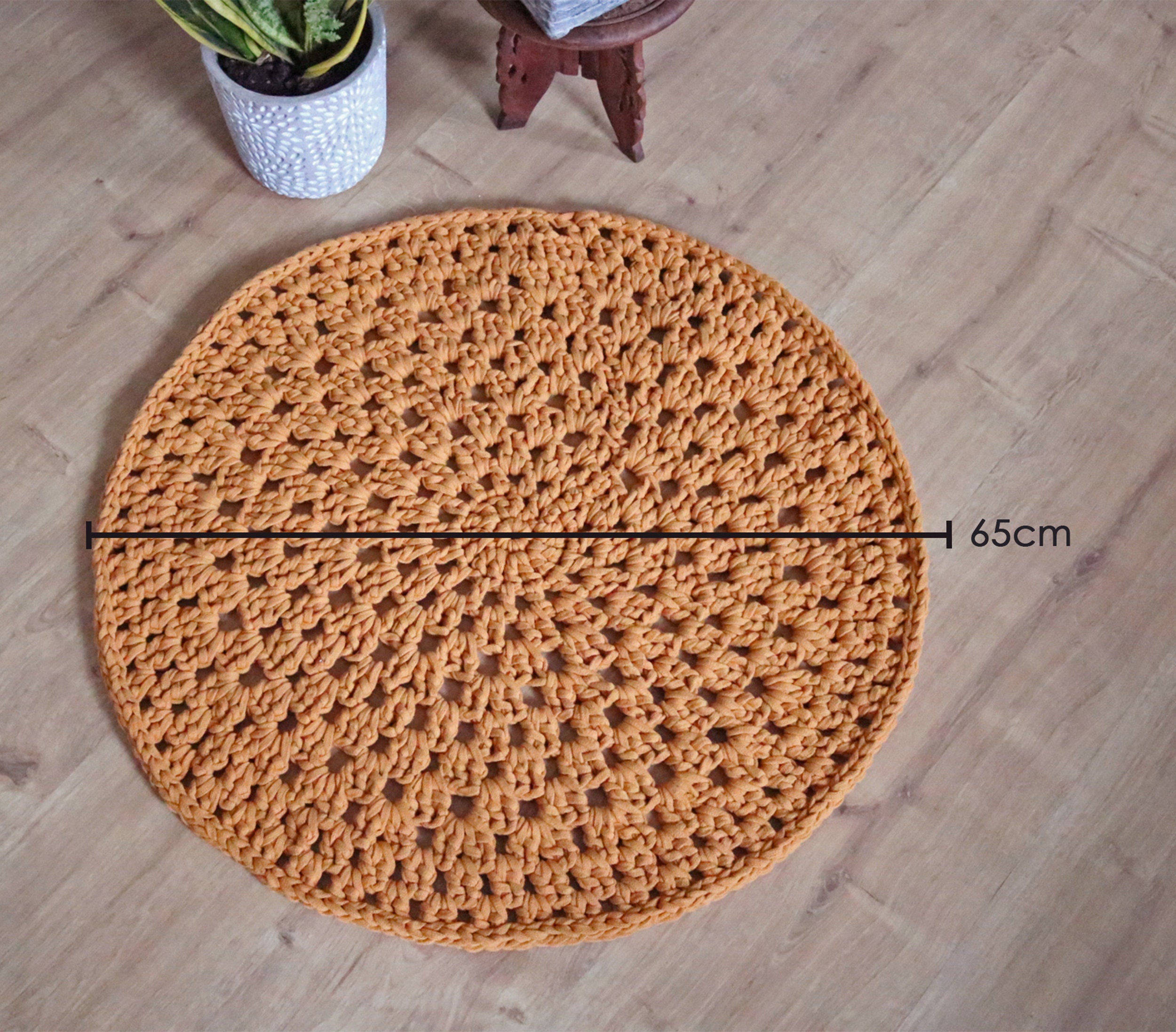 Mustard yellow round rug/ Small mustard bathroom rug/ Round boho ...