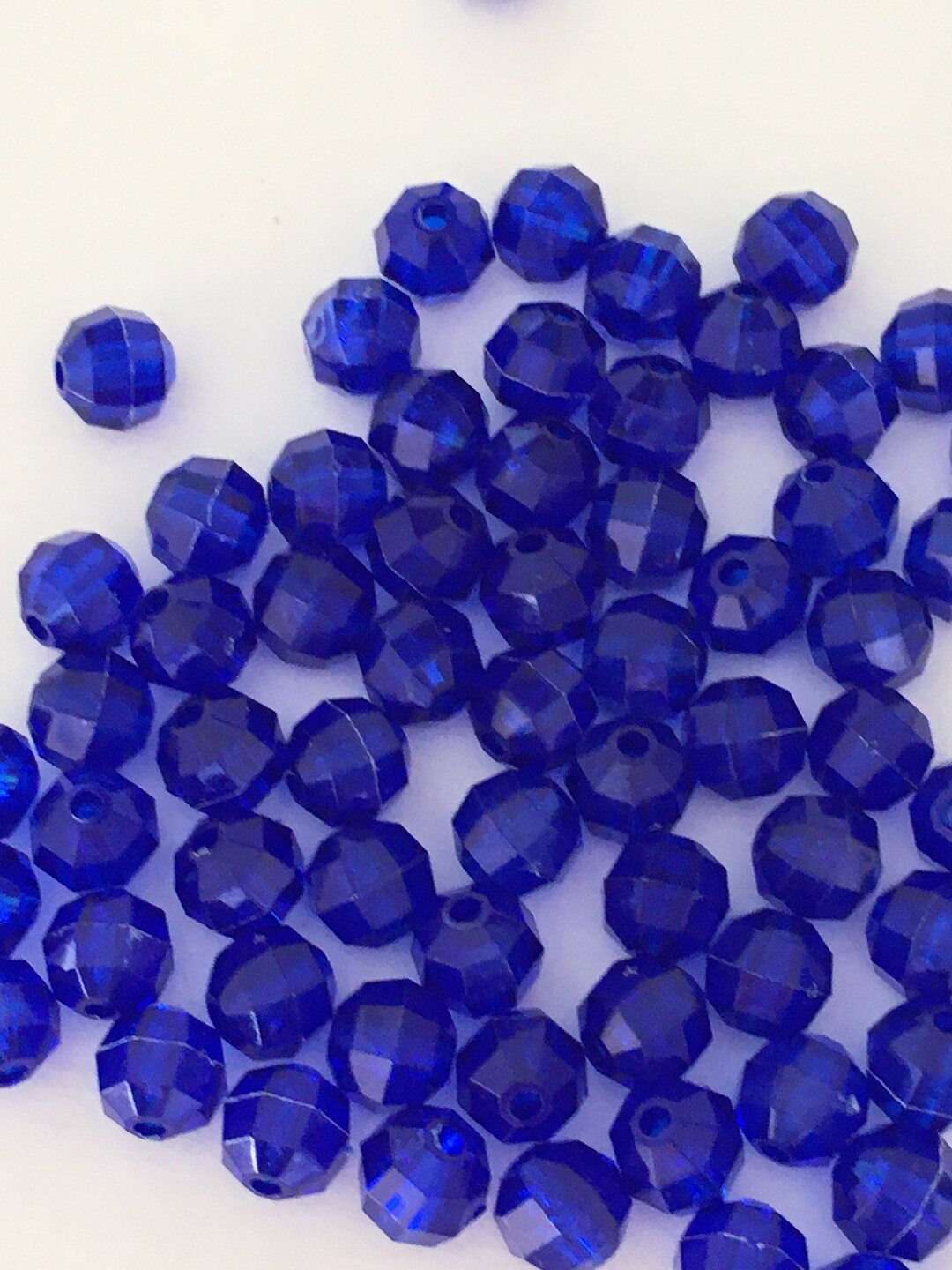 6mm Deep Blue Beads, Acrylic, Faceted Deep Blue Translucent, Loose ...