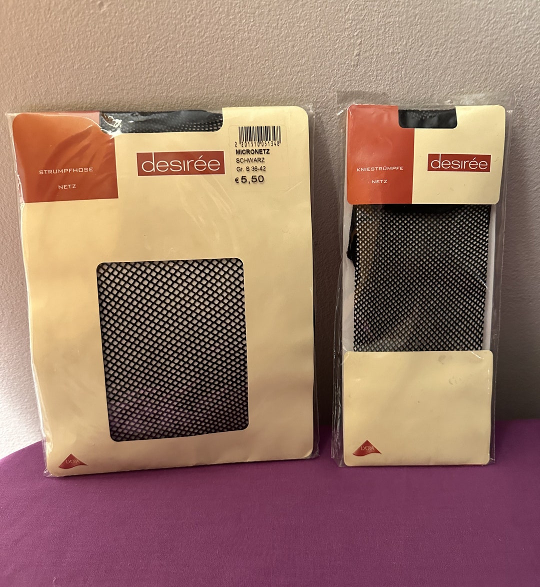 Desiree Fishnet Tights AND Fishnet Knee Highs Set -both in Black- Size ...