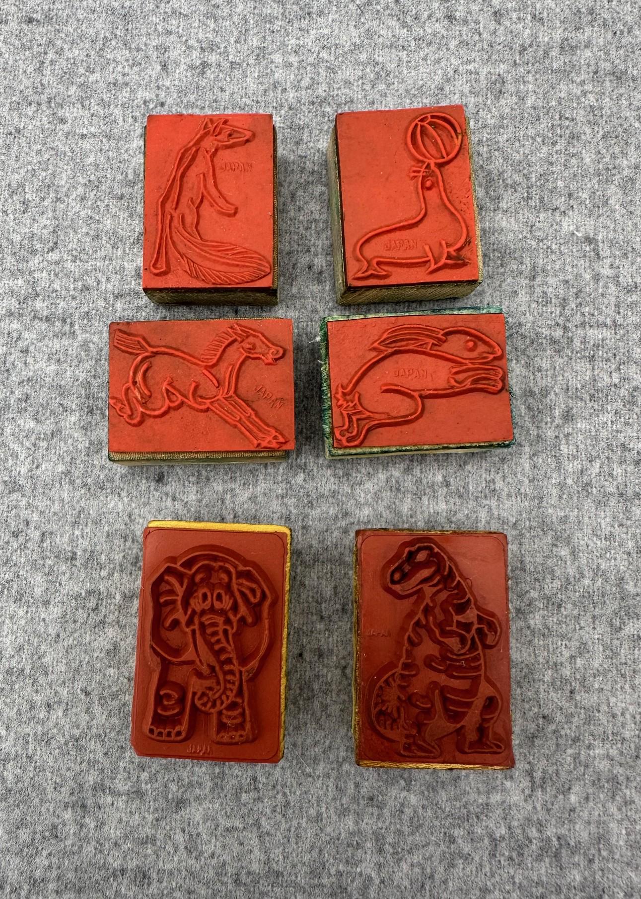 Vintage Animal Rubber Stamp: Fox, Horse, Seal, Rabbit, Elephant ...