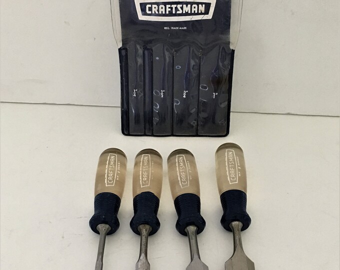 Craftsman Vintage 4 Piece Wood Chisel Set in Plastic Case ~ No. 9-36866 ...