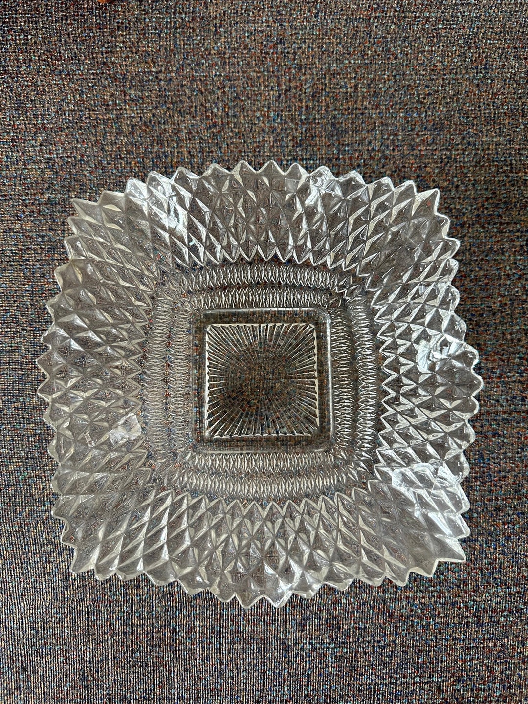 Cut Glass Candy Dishes 1960's Diamond Cut Ruffle Edge Indiana Glass ...