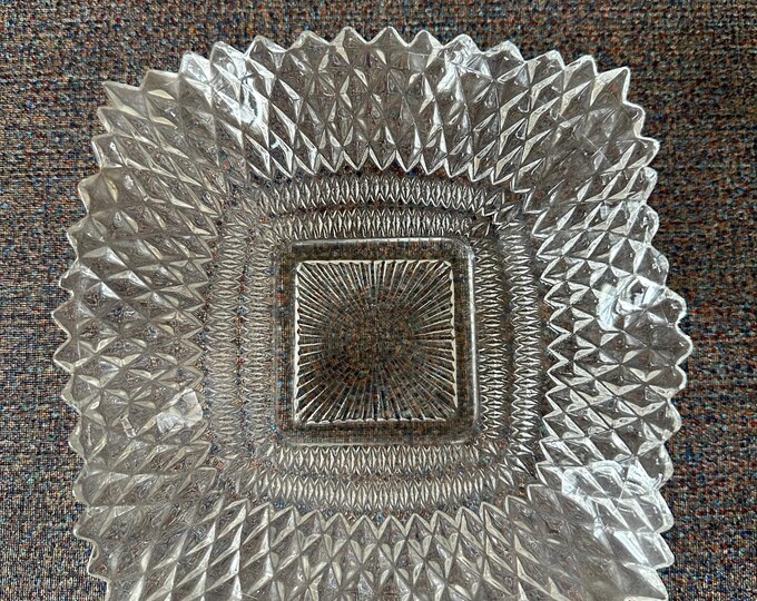 Cut Glass Candy Dishes 1960's Diamond Cut Ruffle Edge Indiana Glass ...