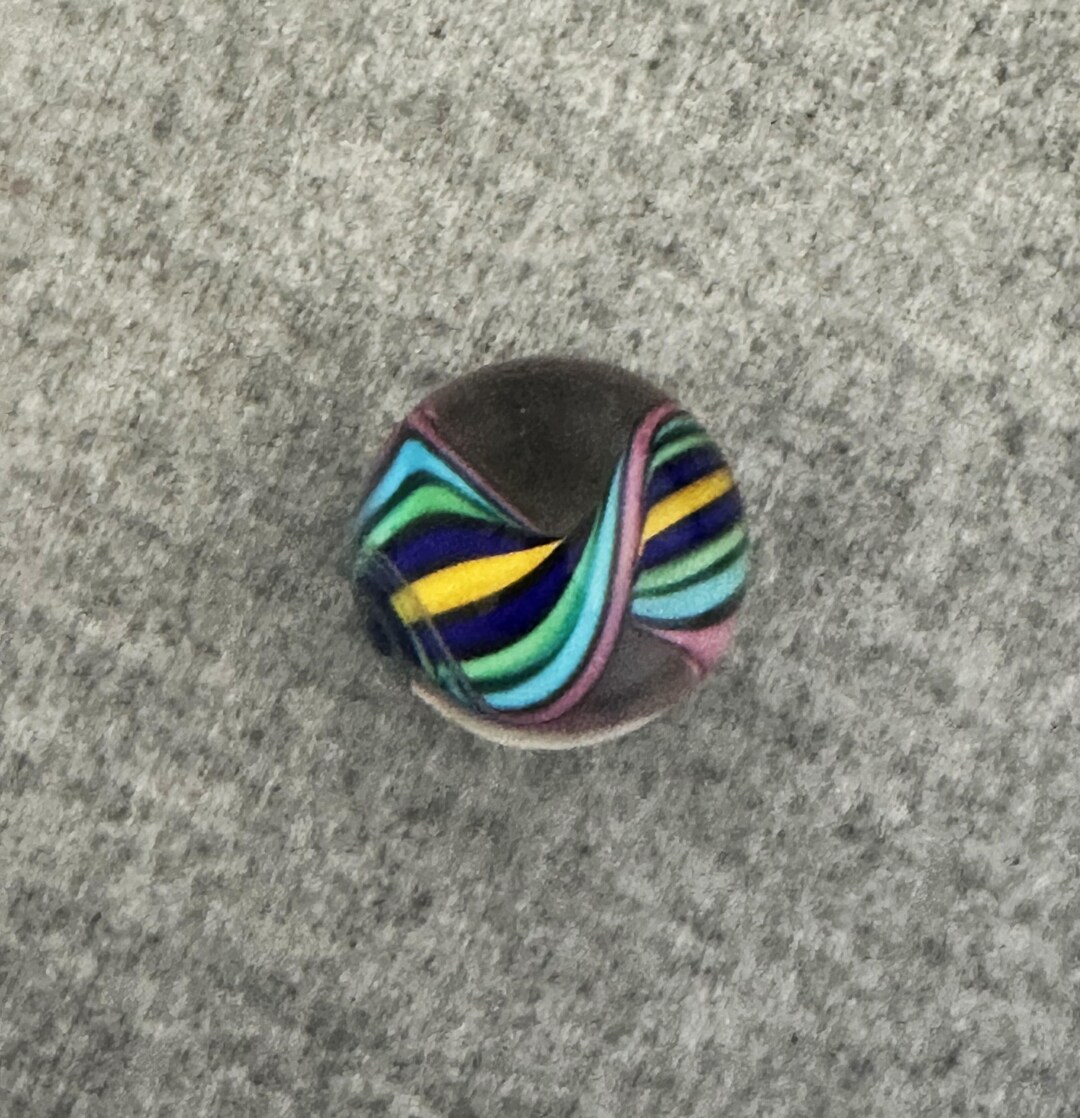 Fritz Glass Marble ~ 1 In~ Multicolor Blue, Pink, Green Swirls With ...