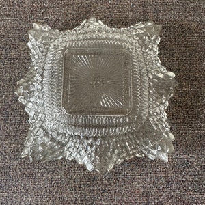 Cut Glass Candy Dishes 1960's Diamond Cut Ruffle Edge Indiana Glass ...