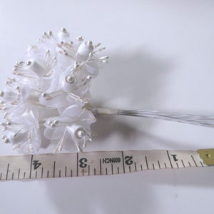 White Color Flowers With White Wrapped Fabric Center Bead With Wire ...