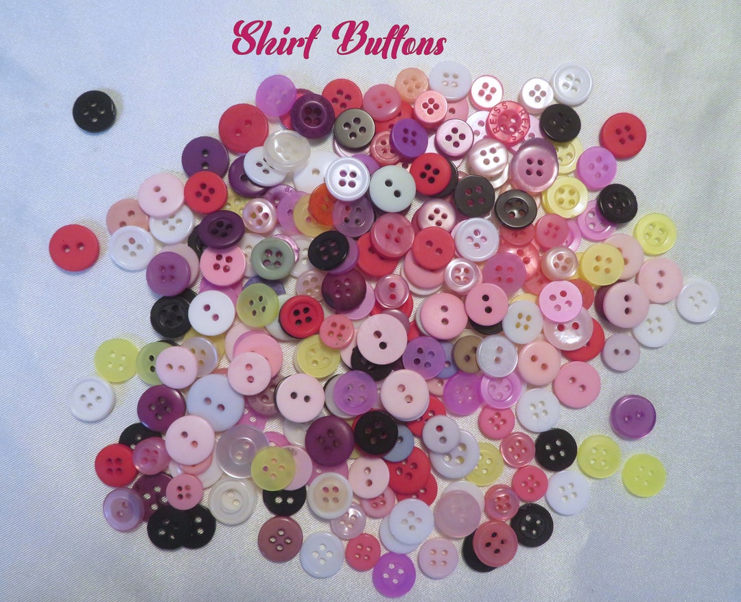 Brightly Colored Plastic Shirt Buttons: Pink, White, Yellow, Red - Etsy