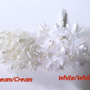 White Color Flowers With White Wrapped Fabric Center Bead With Wire ...