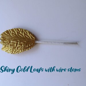 Artificial Gold Leaves 12 Together With Wire Stem / DIY Leaves for Card ...