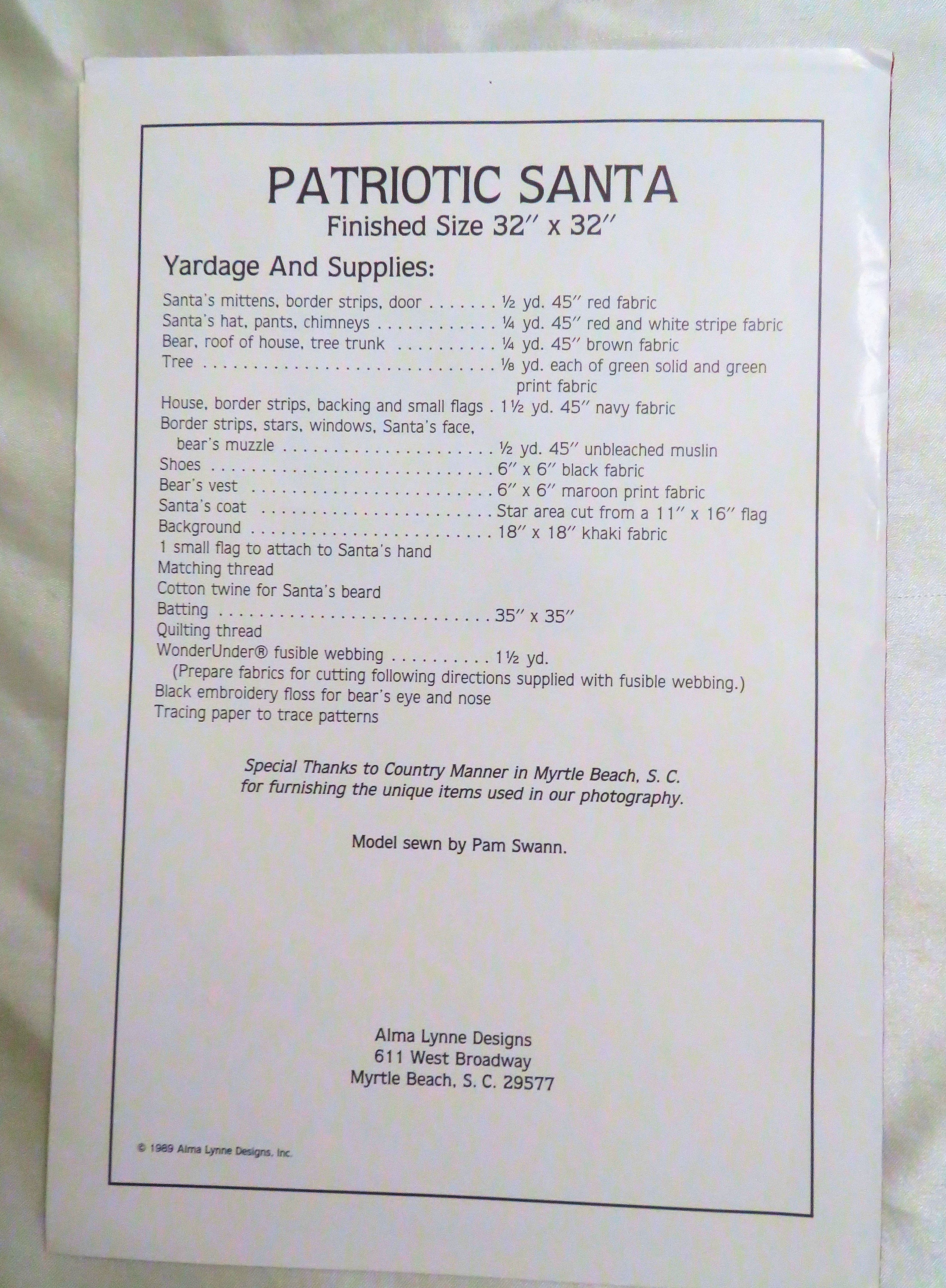 PATRIOTIC SANTA Alma Lynne's Works of Heart Full Size - Etsy