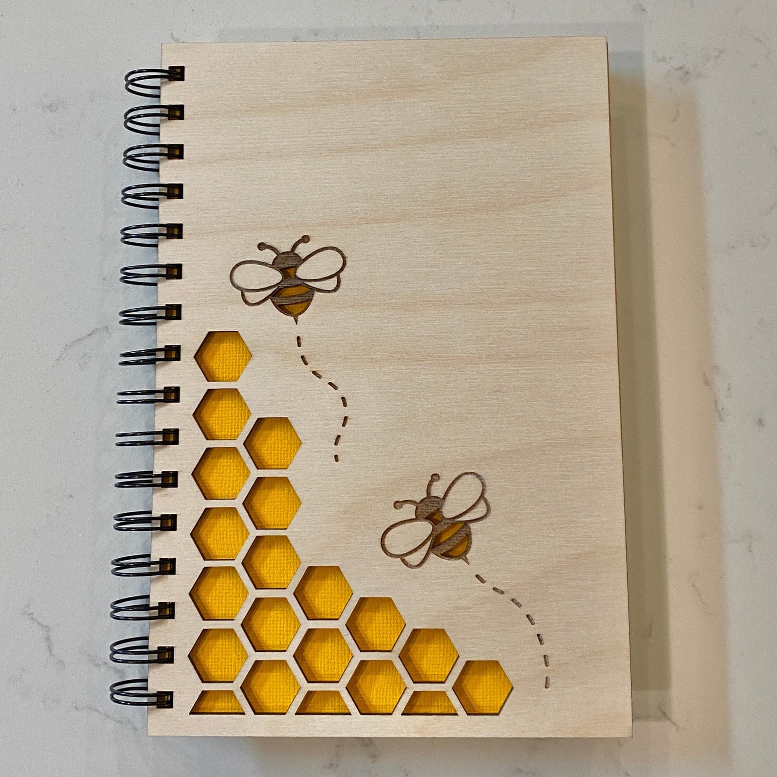 Bee Notebook Wooden Cover Bee Notebook Gift for Bee Journal Wood ...