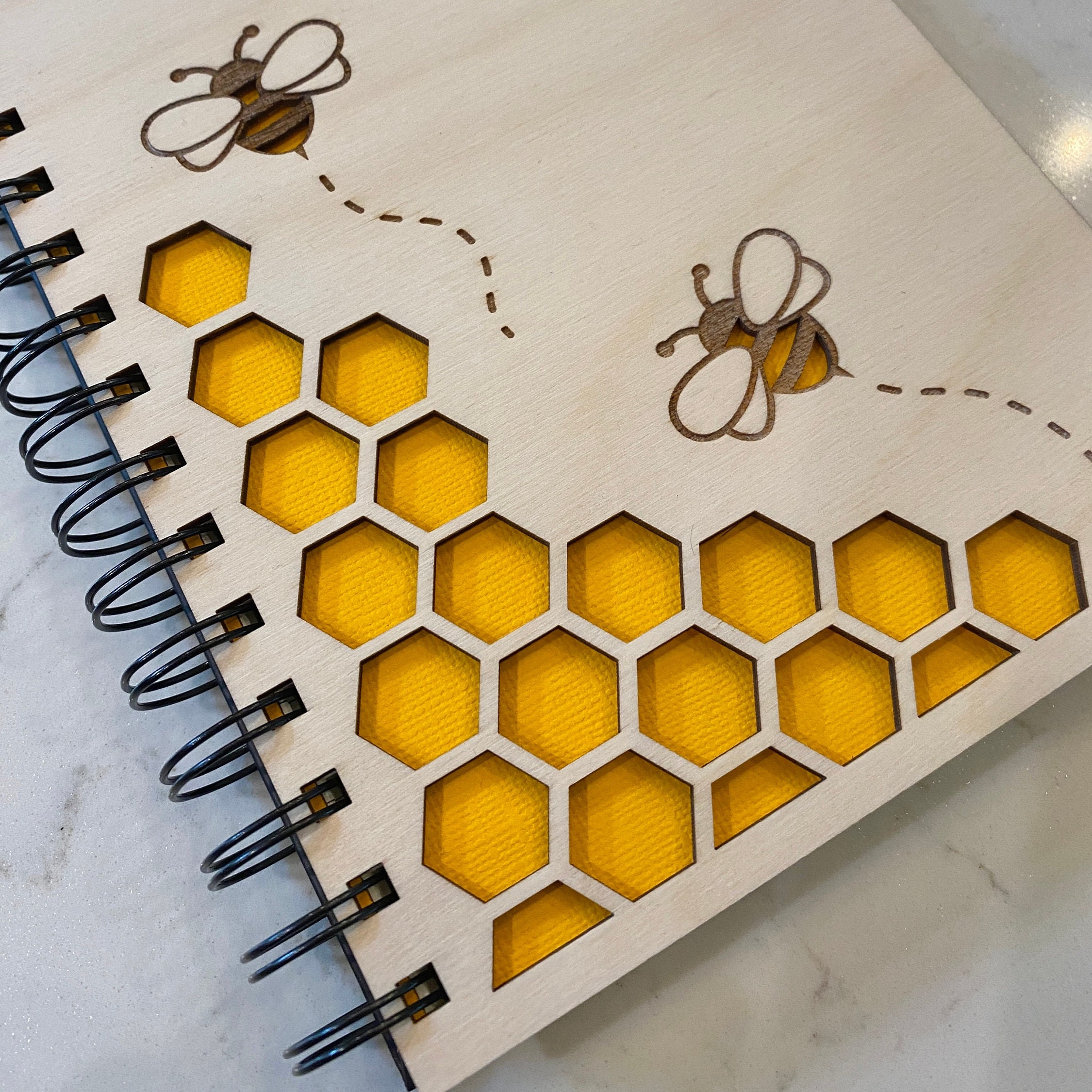 Bee Notebook Wooden Cover Bee Notebook Gift for Bee Journal Wood ...