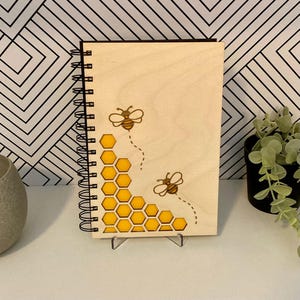 Bee Notebook Wooden Cover Bee Notebook Gift for Bee Journal Wood ...