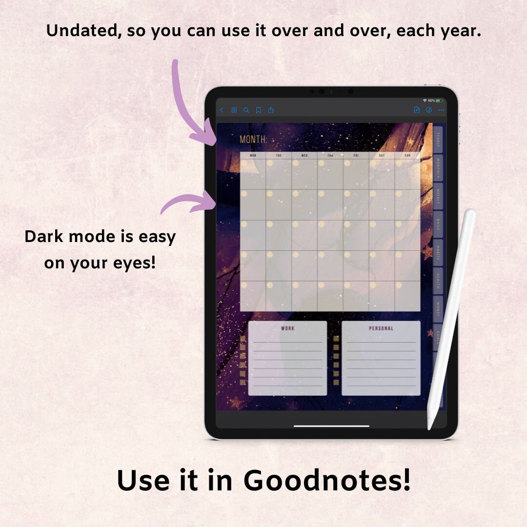 Galaxy Theme Digital Planner, Goodnotes Planner, Digital Planner US ...