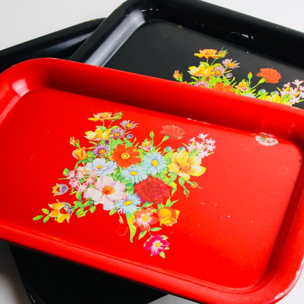 Floral Metal Tray - Etsy