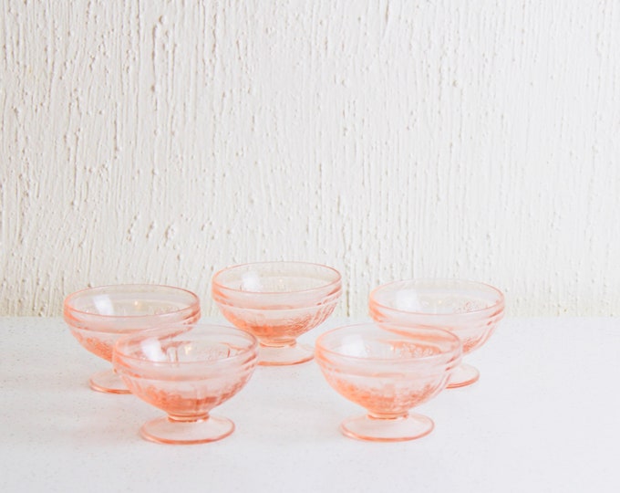Anchor Hocking Glass Pink Depression Era Pedestal Bowls/ Mayfair ...