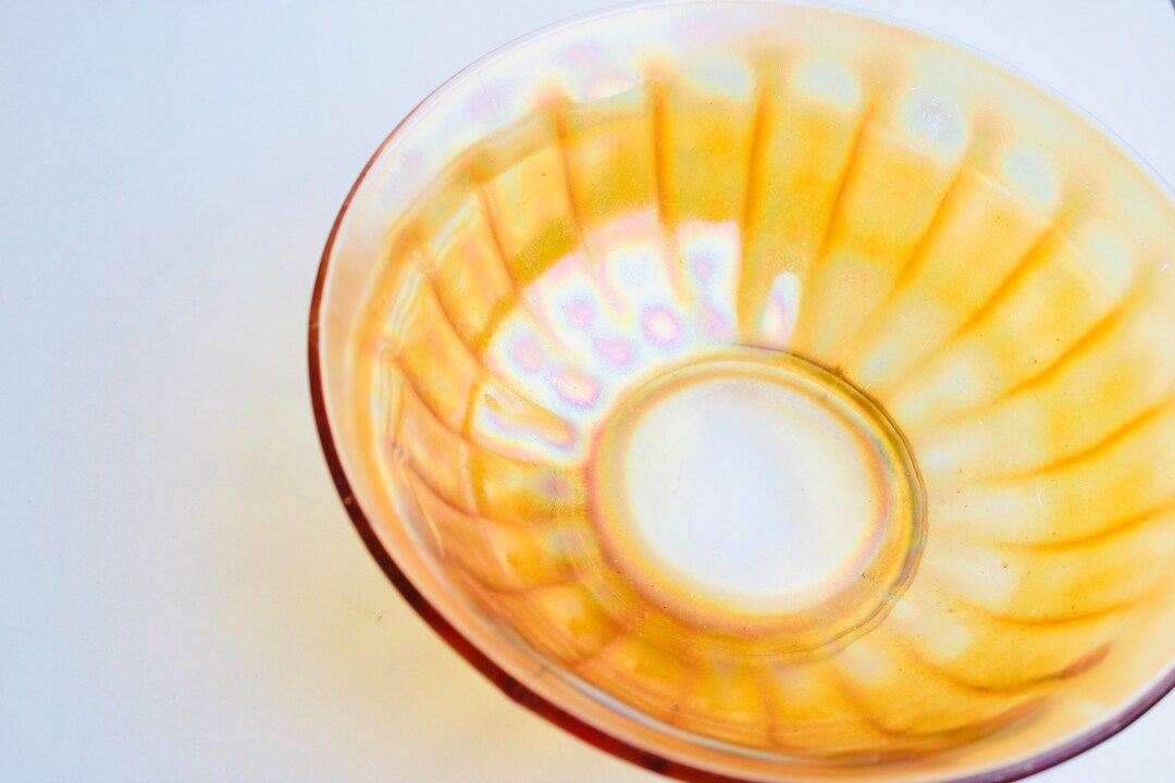 Iridescent Orange Depression Glass Bowl/ Fruit Bowl/ Candy Bowl/ Round ...