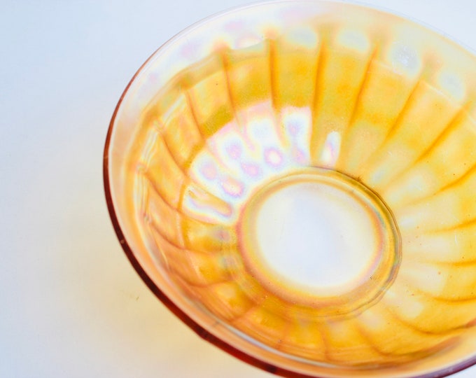 Iridescent Orange Depression Glass Bowl/ Fruit Bowl/ Candy Bowl/ Round ...