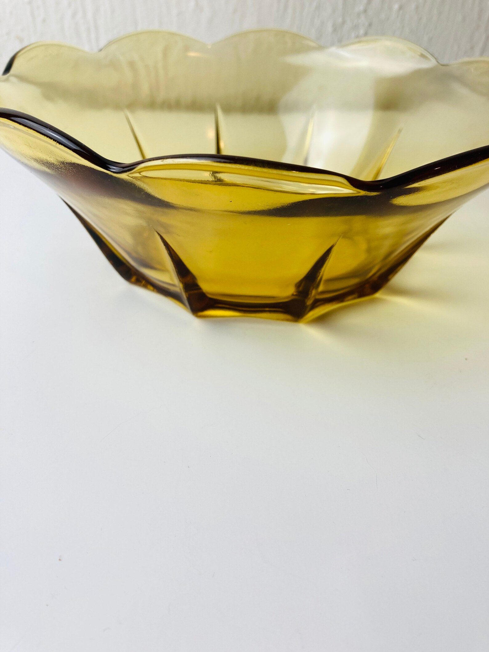 Vintage Anchor Hocking Amber Glass Floral Bowl Sunflower Etsy