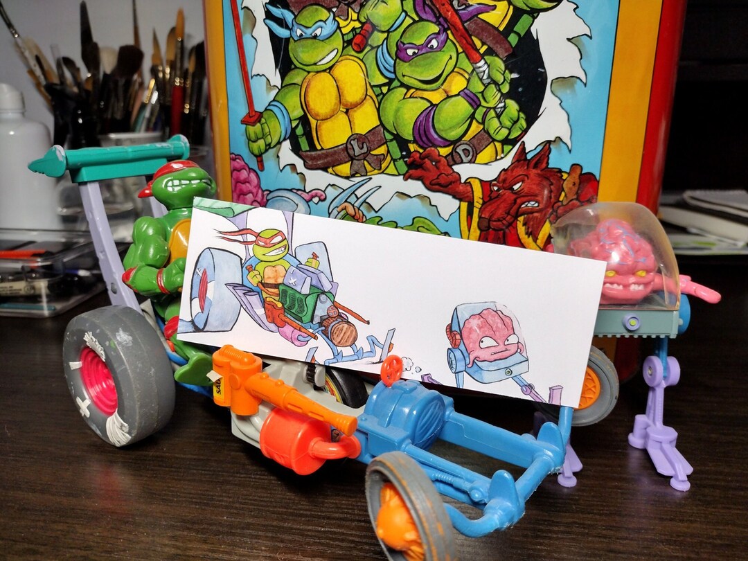 TMNT Bookmark Featuring Raphael Chasing Krang Toy Illustration - Etsy