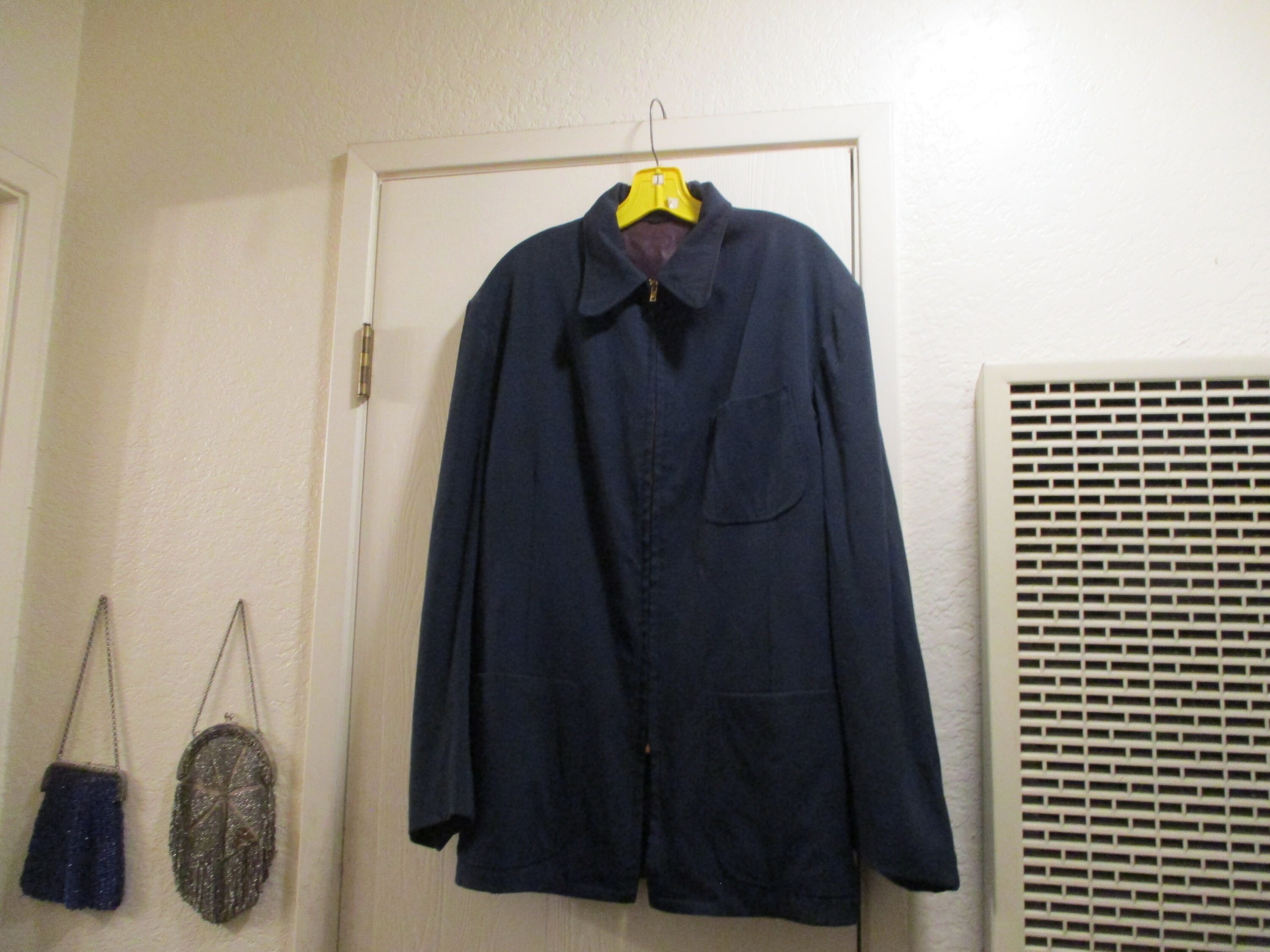 1940s 'hollywood Style' ZERO KING Men's Navy Gabardine Zip Front Jacket ...