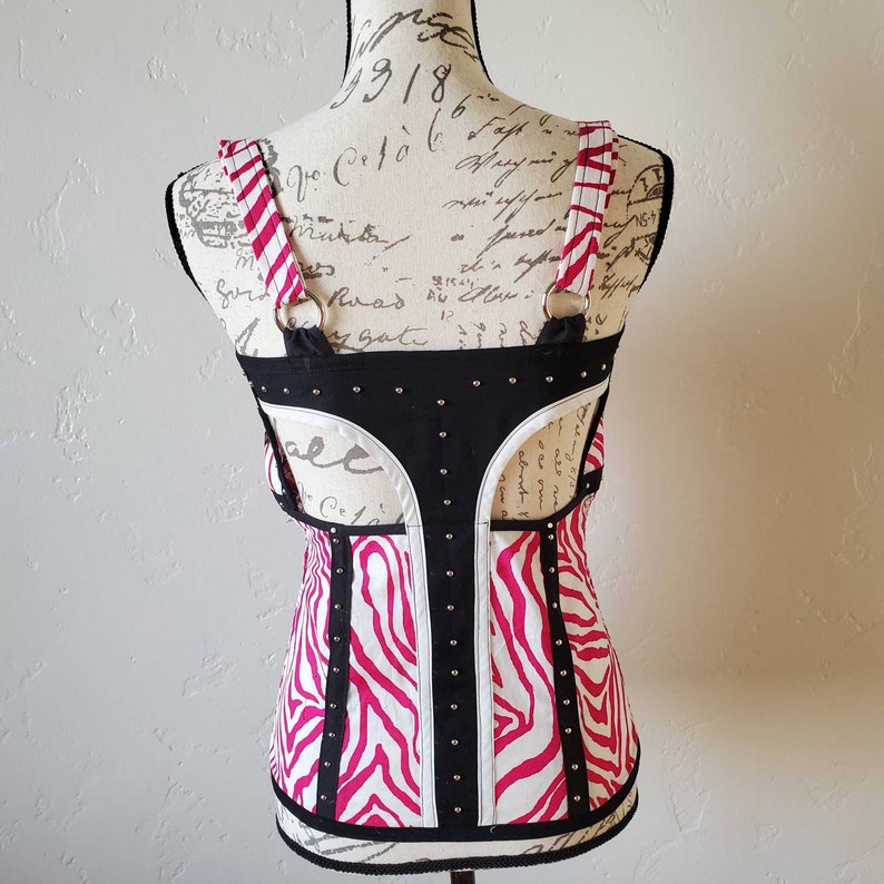 Pink Zebra Print Tank With Studs, Ruffles, and Eyelets - Etsy