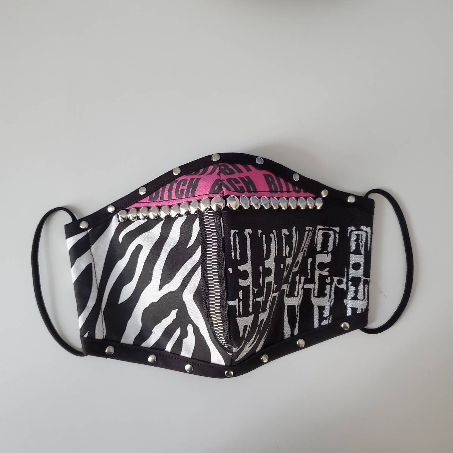 Punk Rock Face Mask With Bullets and Studs adult Medium | Etsy