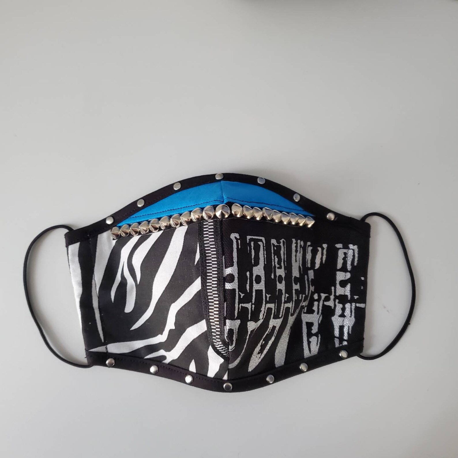 Punk Rock Face Mask With Bullets and Studs adult Medium | Etsy