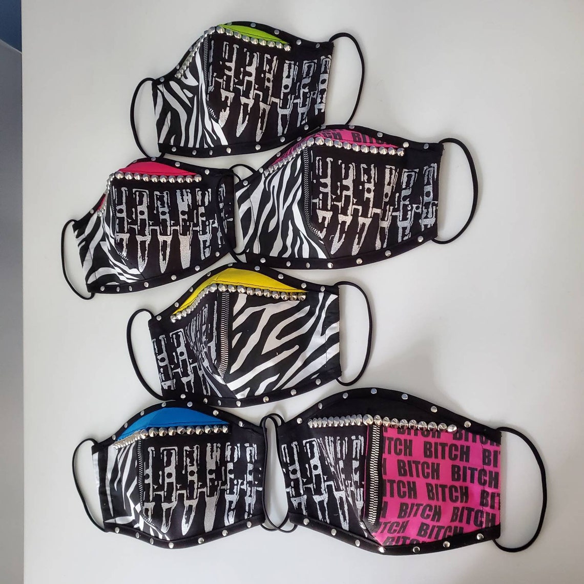 Punk Rock Face Mask With Bullets and Studs adult Medium - Etsy