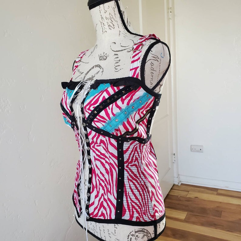 Pink Zebra Print Tank With Studs, Ruffles, and Eyelets - Etsy