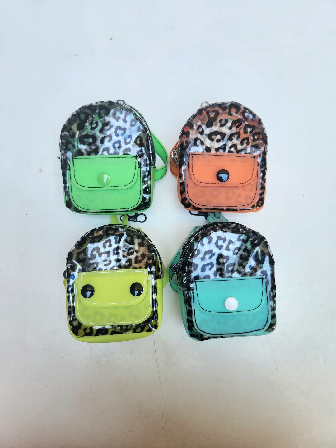 Clear Leopard Print Mini Backpack Keychain Pouch - Etsy