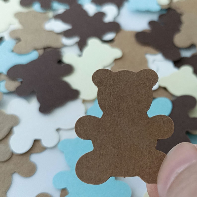Blue Kraft Brown Teddy Bear Table Paper Confetti Sprinkles Scatter ...