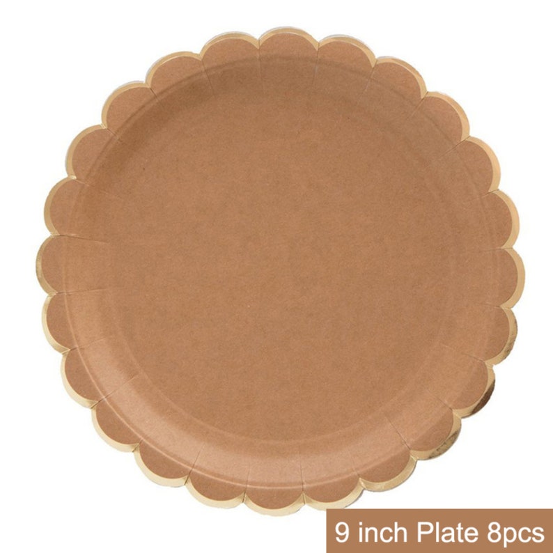 Kraft Paper Party Tableware Set Disposable Paper Plates Cups Napkins ...